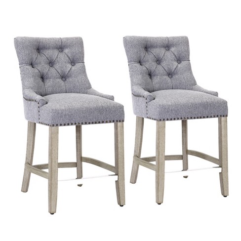 Westintrends 24" Linen Tufted Buttons Upholstered Wingback Counter ...