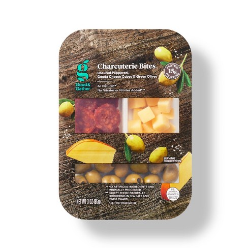 Pepperoni, Gouda Cheese Cubes, Green Olives - 3oz - Good & Gather™ : Target