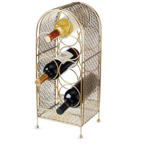 Twine Trellis Wine Rack, Holds 7 Bottles, Gold Countertop Wine Storage ...