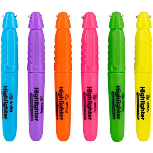 Enday Mini Fluorescent Highlighter With Cap Clip, 6 Pack : Target