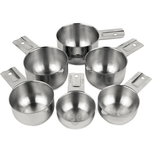 Estilo Premium Grade Stainless Steel Measuring Cups - 6 Piece, Silver ...