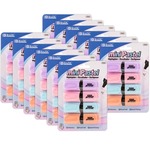 Bazic Products® Mini Desk Style Pastel Highlighters, 4 Per Pack, 12 ...