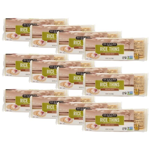 Sesmark Rice Thins Brown Rice Snack Crackers - Case Of 12/3.5 Oz : Target