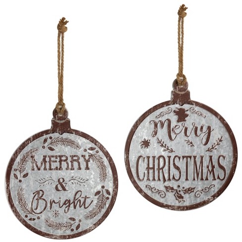 Northlight Merry Christmas And Merry And Bright Wall Signs - 14" - Gray ...