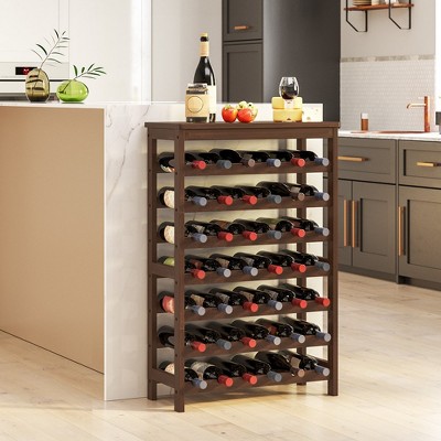 Costway 20-bottle Bamboo Wine Rack Cabinet Freestanding Display Shelf W ...