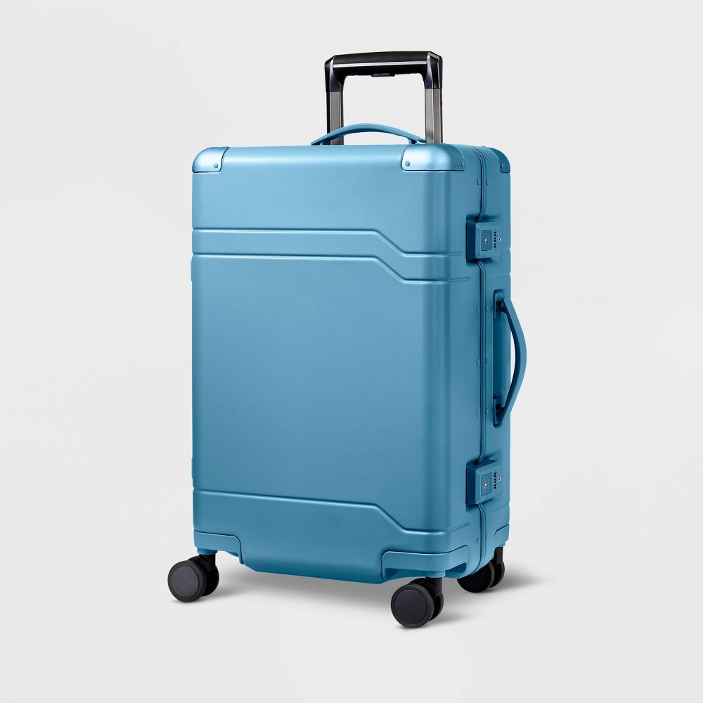 Signature Hardside Trunk Carry On Spinner Suitcase Blue - Open Story ...