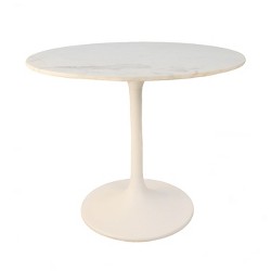30" Zaha Round Marble Top Dining Table White - Carolina Chair & Table ...