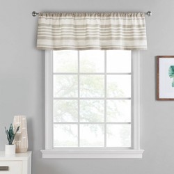 14"x52" Textured Slub Striped Anti-dust Linen Blend Sheer Cafe Window ...