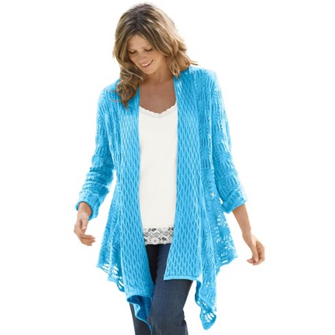 Woman Within Women's Plus Size Open Front Pointelle Cardigan - 2x ...