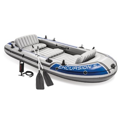 Intex Excursion 5 Inflatable 5 Person Boat And Accessories Set For ...