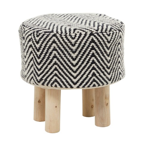 Olivia & May Bohemian Wood Stool Black: Round Polyester Accent, No ...