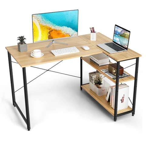 Costway 48'' Reversible L Shaped Computer Desk Home Office Table ...