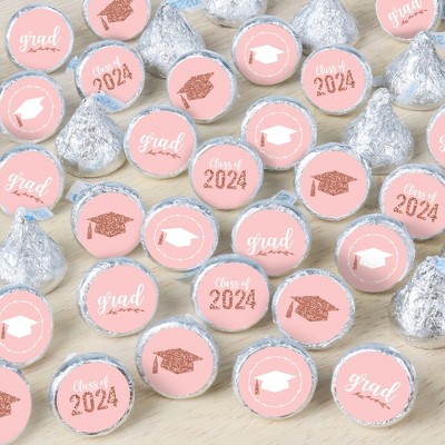 Big Dot Of Happiness Rose Gold Grad - 2024 Graduation Party Small Round ...