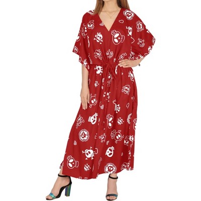 LA LEELA Women's Summer Pirates Beach Slit Dress Cover Up Long Caftan ...