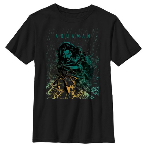 Boy's Aquaman King Ocean Rain T-shirt - Black - Large : Target
