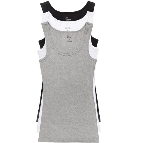 Felina Womens Cotton Ribbed Tank Top 3-pack (essentials, Medium) : Target
