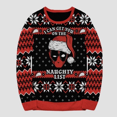 Men's Marvel Ugly Christmas Deadpool Mask Sweatshirt - Black - Small ...
