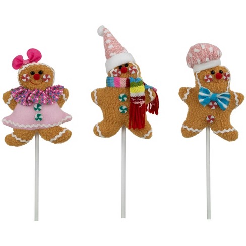 Northlight Plush Gingerbread Christmas Picks - 10" - Set Of 3 : Target