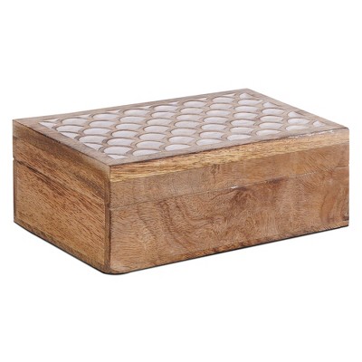 Mela Artisans Carved Scallop Box In Medium Burnt/white, X-large : Target
