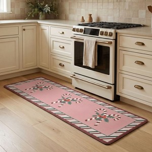 Laura Ashley Candy Cane Peppermint Border Anti-Fatigue Kitchen Wellness ...