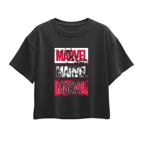 Girls' - Black Panther - Logos Short Sleeve Boxy Graphic T-Shirt : Target