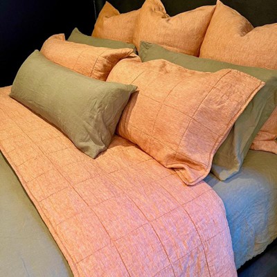 French Linen Box Stitch Quilt & Sham Set - King/cal King - Putty ...