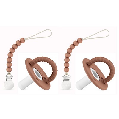 Lulababe Halo Pacfier and Clip Set - Soft Silicone Paci and Clip Holder ...