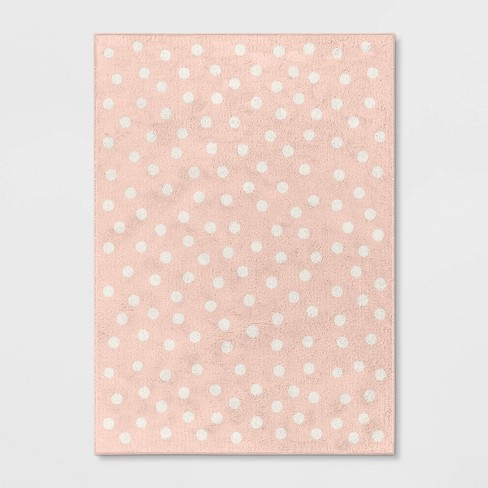 5'x7' Polka Dot Kids' Rug Pink/white - Pillowfort™: Skid-resistant ...