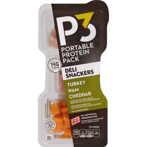 P3 Portable Protein Snack Pack With Turkey, Ham & Cheddar Cheese - 2 ...