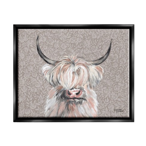 Stupell Industries Grumpy White Buffalo On Floral Print Farm Animal ...