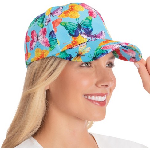 Collections Etc Vibrant Fun Butterfly Colorful Print Baseball Cap No ...