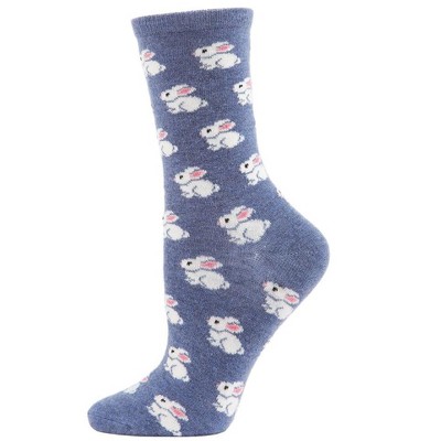 Memoi Women's Soft Hopping Bunny Rabbits Cashmere Blend Crew Socks Med ...