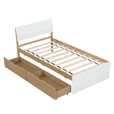 Twin Size House Bed, Solid Wood Twin Size Platform Bed Frame With Fence ...