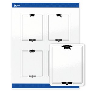 Avery® Glossy 4" x 3-1/3" Labels, Silver & Black Grad Cap, 80ct : Target