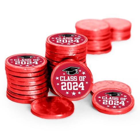 42 Pcs Graduation Candy Party Favors Class Of 2024 Chocolate Coins-red ...
