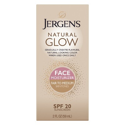 Jergens Natural Glow Face Moisturizer Self Tanner Daily Sunscreen Spf 20 2 Fl Oz Fair To Medium Target