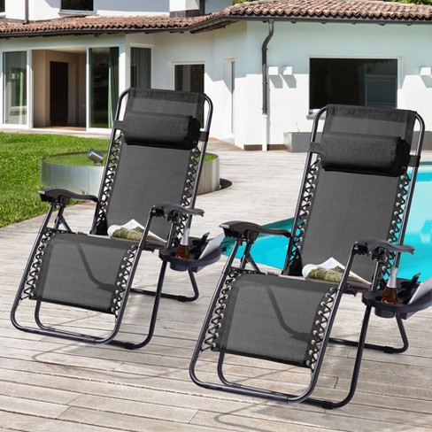 Sonkuki Patio Zero-gravity Chair Recliner Folding Textilene Chair ...