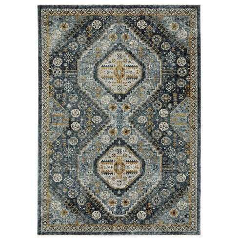 3'3"x5' Arya Nomadic Geometric Indoor Area Rug Blue/gold - Captiv8e ...