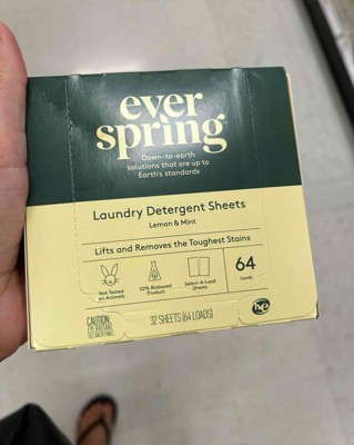 Lemon & Mint Laundry Detergent Sheets - 64 Loads - Everspring™ : Target