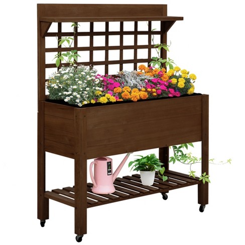 Outsunny Raised Garden Bed, Elevated Planter Box With Legs & Wheels For ...