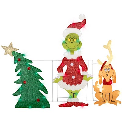 Grinch Christmas Airblown Inflatable Hanging From Wreath Dr. Seuss, 4 ...