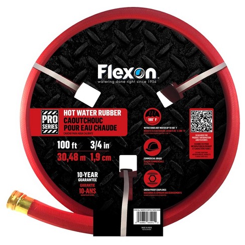 Flexon 3/4 X 100ft Heavy Duty Premium Rubber Hot Water Garden Hose : Target