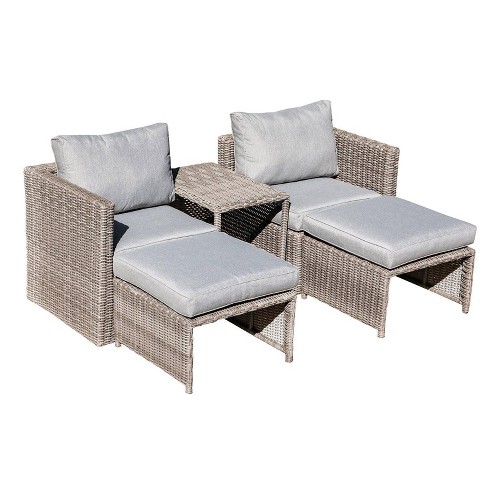 Sunsitt 5pc Steel Wicker Outdoor Patio Balcony Set Gray : Target