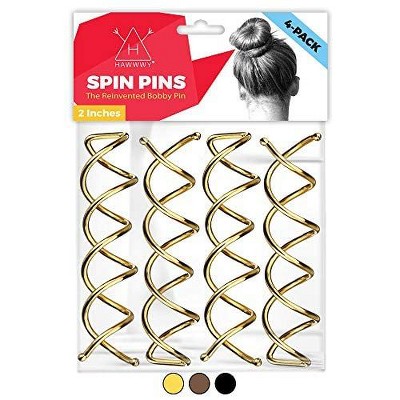 Hawwwy Easy & Fast Non-scratch Alloy Bun Maker Spiral Spin Pins, 4 Pack ...