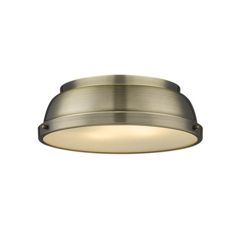Golden Lighting Duncan 2-light Flush Mount In Aged Brass With Aged ...