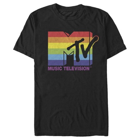 Men's Mtv Horizontal Rainbow Logo T-shirt - Black - Medium : Target