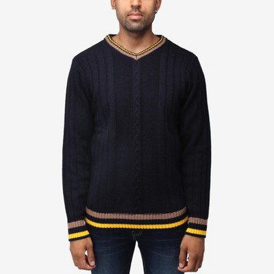 X Ray Men's Cable Knit Tipped V-neck Sweater In Navy Size Medium : Target