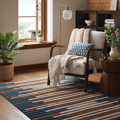 5'x7' Striped Area Rug Turquoise/yellow - Threshold™ : Target