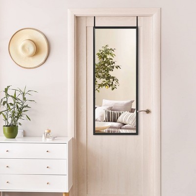 Elio 43"x18" Over The Door Mirror Full Length Door Mirror With Wood ...