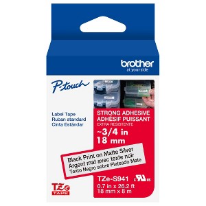 Brother P-Touch TZeS941 Black on Matte Silver Label Tape: 3/4in x 26 ...